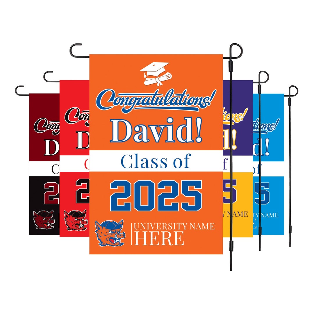 Personalized College Graduation Garden Flag, Double Sided Custom School ...
