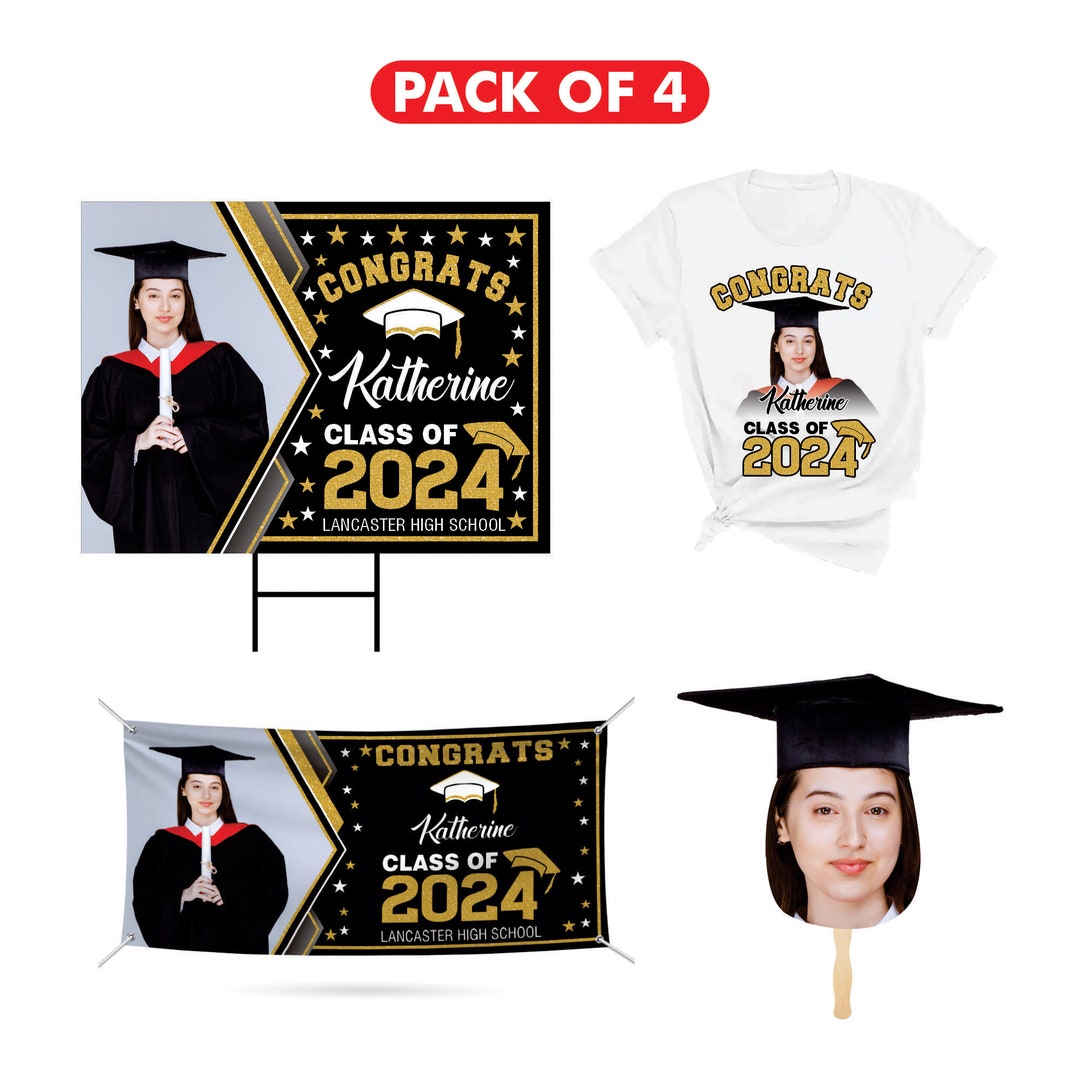 Pack of Custom Graduation 2024 Set, Custom Graduation Face Fans ...