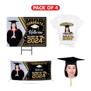 Pack of Custom Graduation 2024 Set, Custom Graduation Face Fans ...