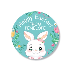 Personalized Easter Stickers, Custom Easter Bunny Stickers, Bunny Hoppy ...