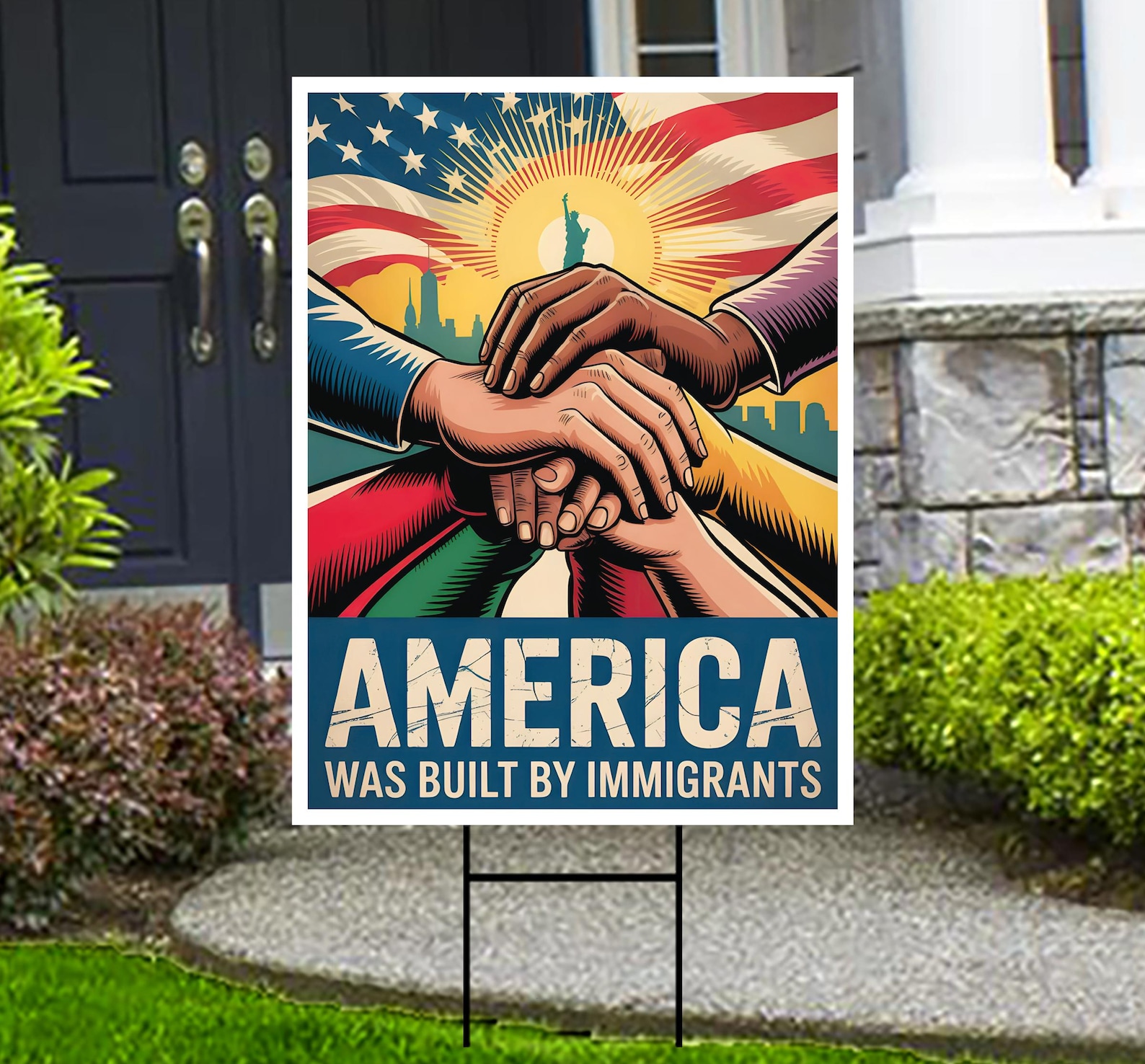 America Was Built by Immigrants Yard Sign - Resist Hate Lawn Sign, Anti ...