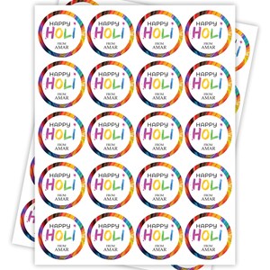 Personalized Happy Holi Stickers, Custom Hindu Spring Stickers, Happy ...
