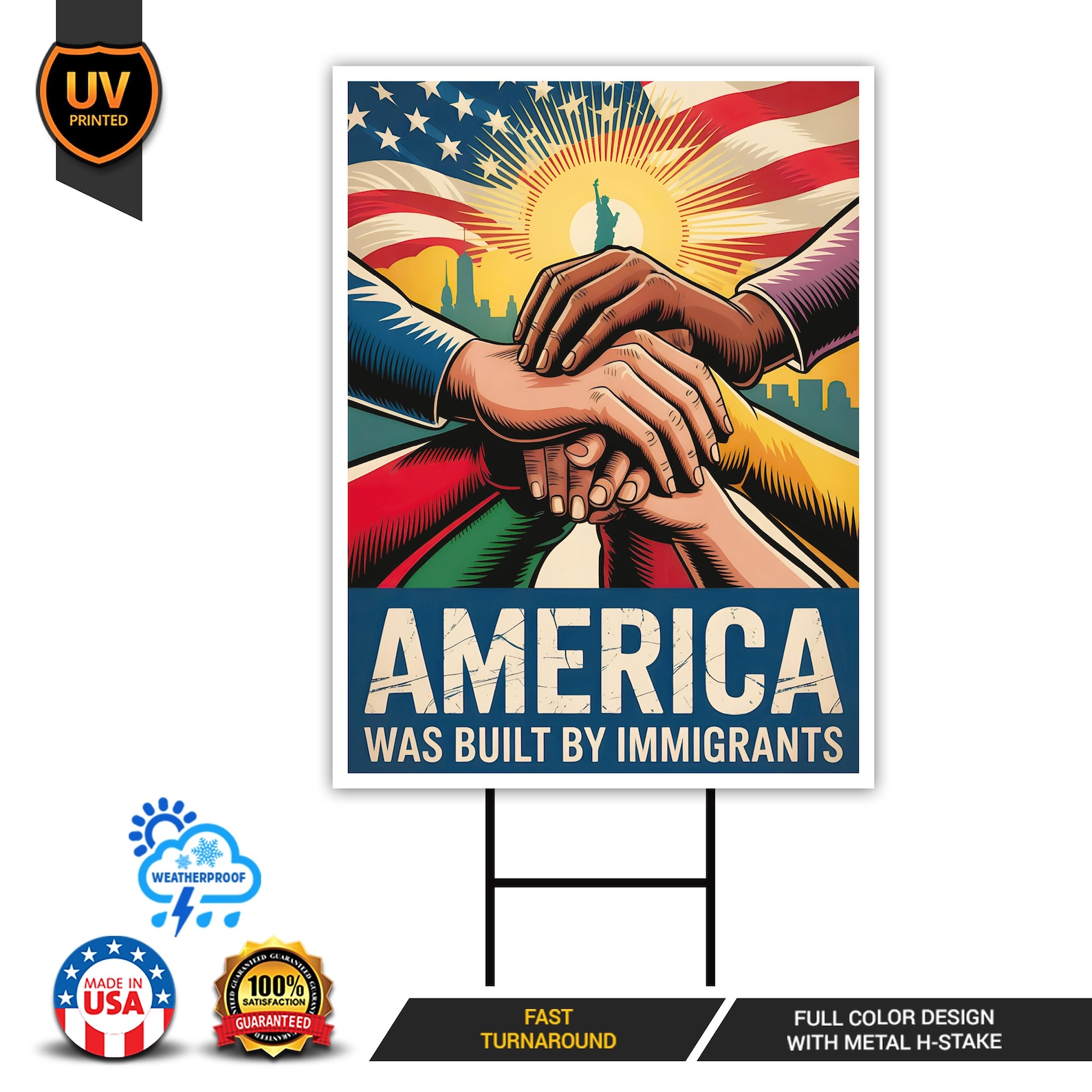 America Was Built by Immigrants Yard Sign - Resist Hate Lawn Sign, Anti ...