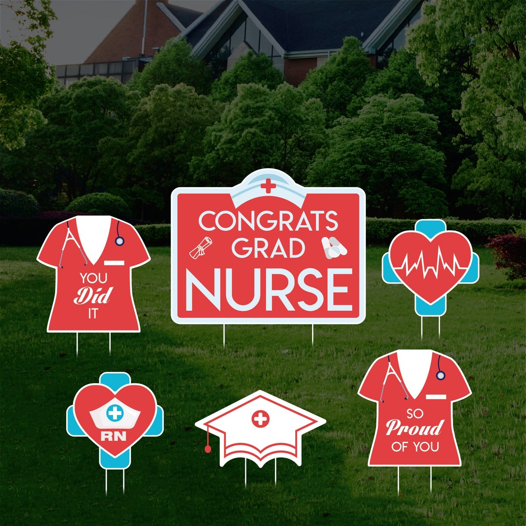 Nurse Graduation Yard Sign Decorations Cutouts, Congrats Grad Lawn ...