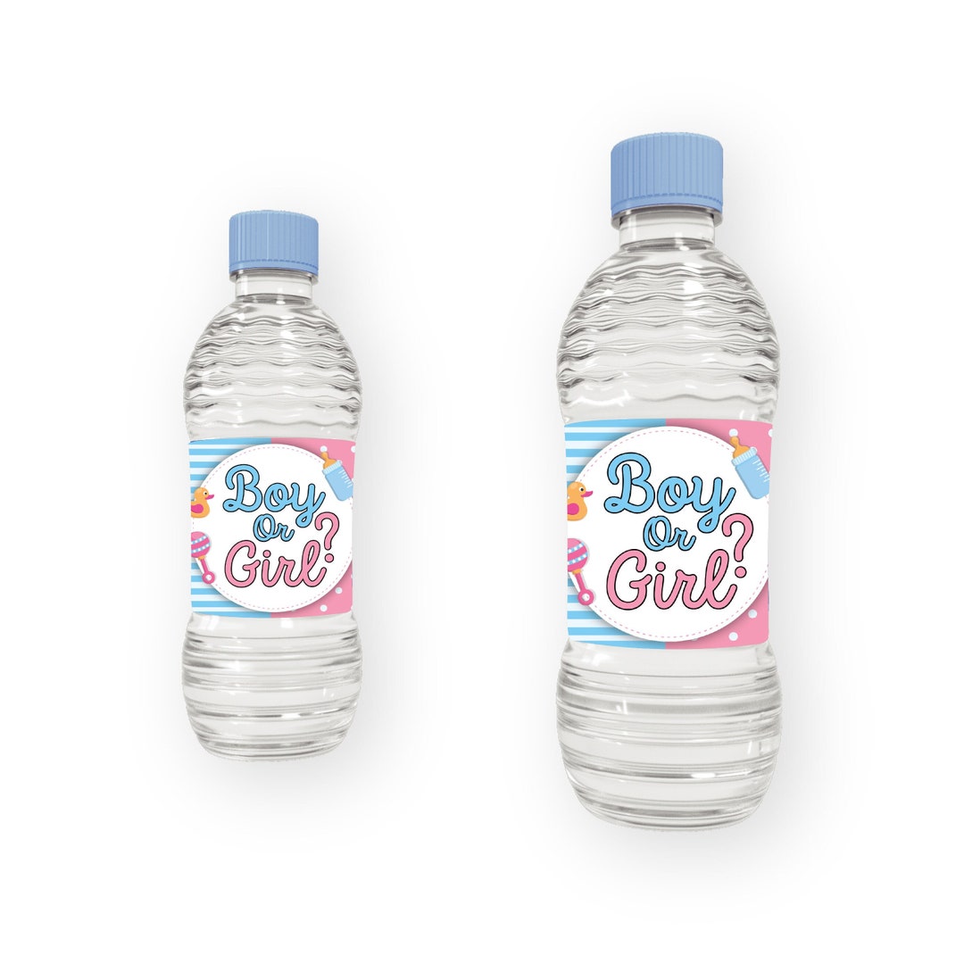 25 Pcs Baby Gender Reveal Water Bottle Labels, He or She Water Bottle ...