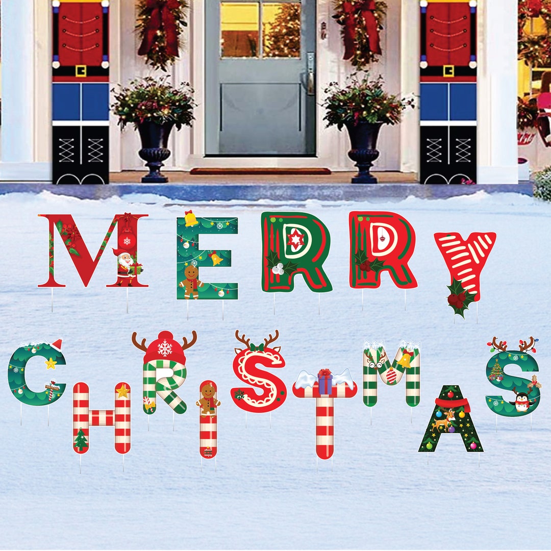 Merry Christmas Yard Sign Letters Christmas Yard Décor for Xmas Party ...