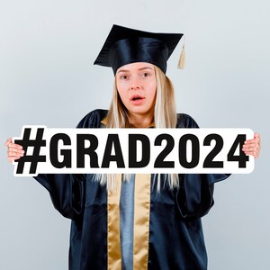 Personalized Hashtag 2024 Graduation Sign, PVC Custom Any Text Cutout ...