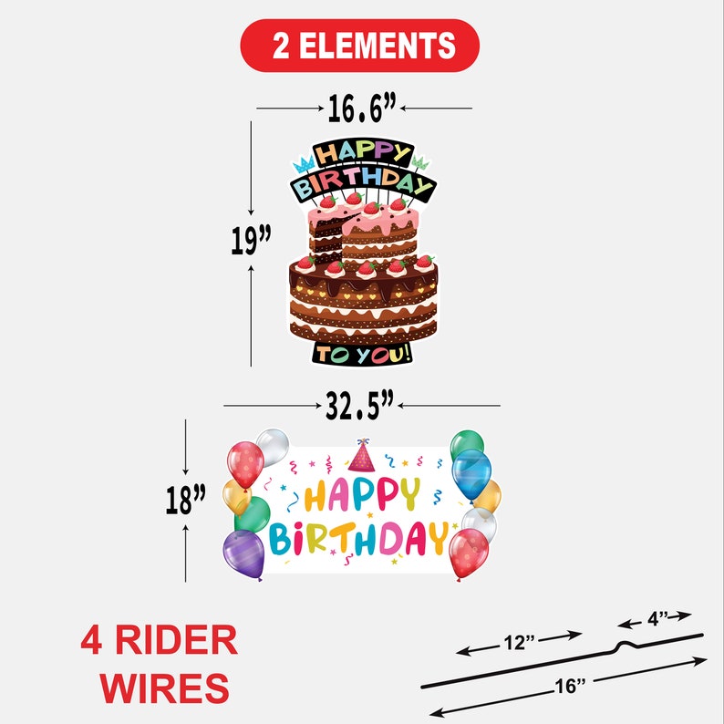 Happy Birthday Cake Yard Sign Coroplast Birthday Balloons - Etsy