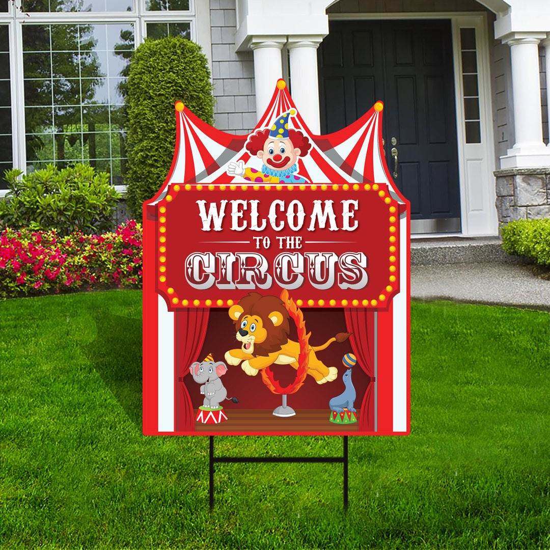 Circus Yard Sign Cutout, Coroplast Carnival Themed Party Decorations ...
