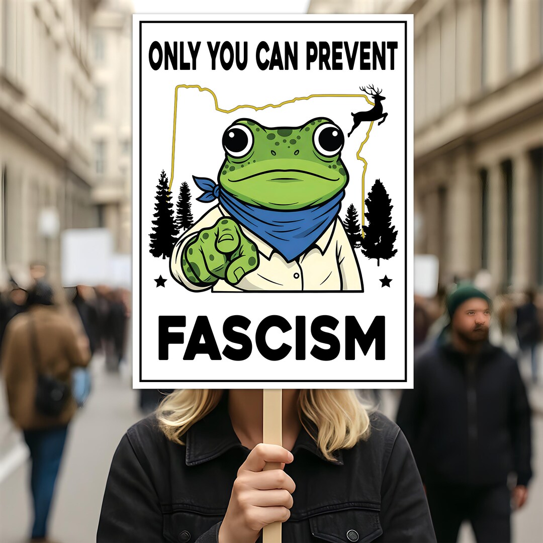 Portland Frog Anti-ice Protest Sign, Anti-trump, No Kings in America ...