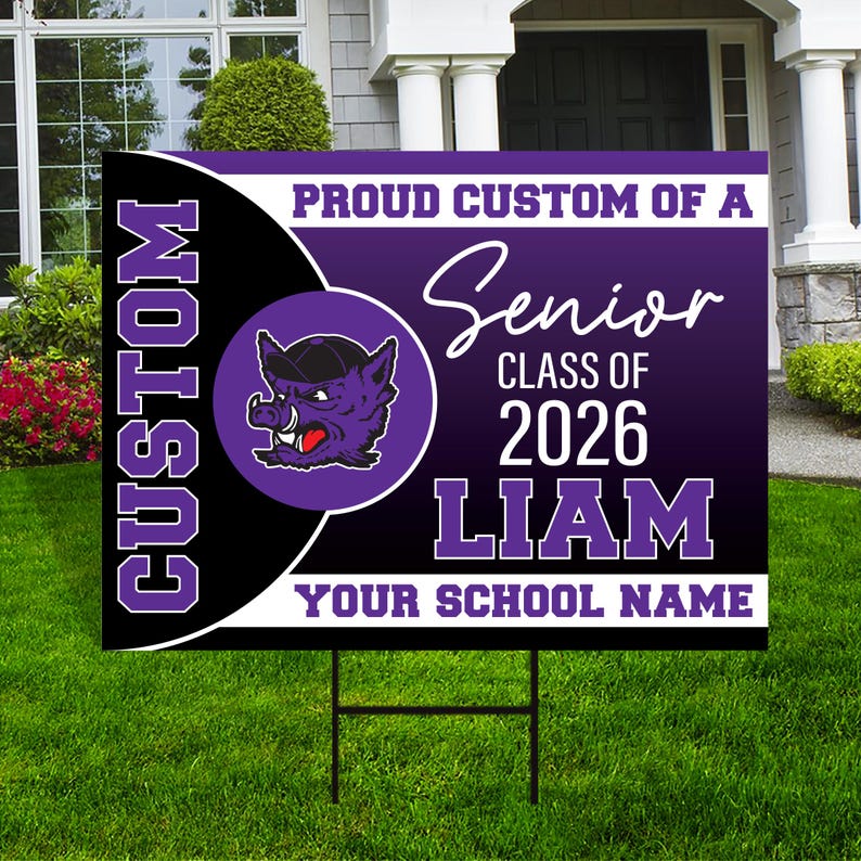 Personalized Senior Graduation Yard Sign 2026 With Mascot - Grad Sign ...