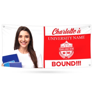 Personalized College Bound Banner Sign With Photo - 13 Oz Custom Logo ...