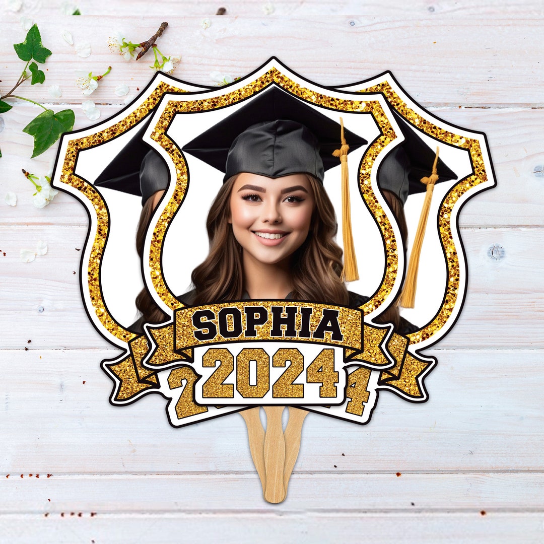 Custom Face Fans With Wooden Handle, Graduation Head, Grad Face Fans ...
