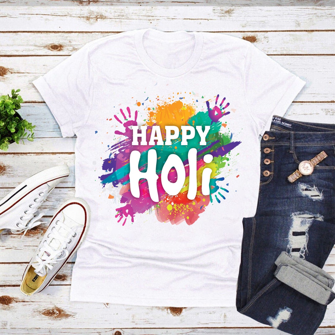 Happy Holi T-shirt, Hindu Spring Women V Neck Shirt, Happy Holi Colors ...