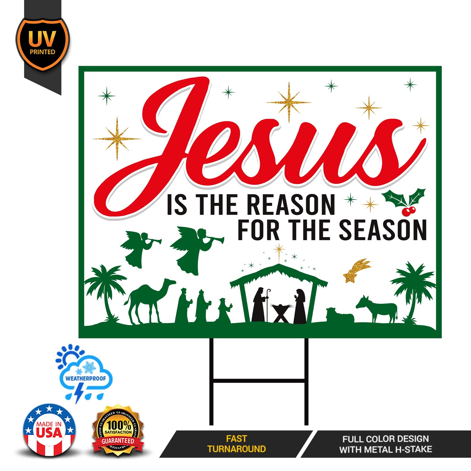 Jesus is the Reason for the Season Sign Christmas Yard Sign - Nativity ...