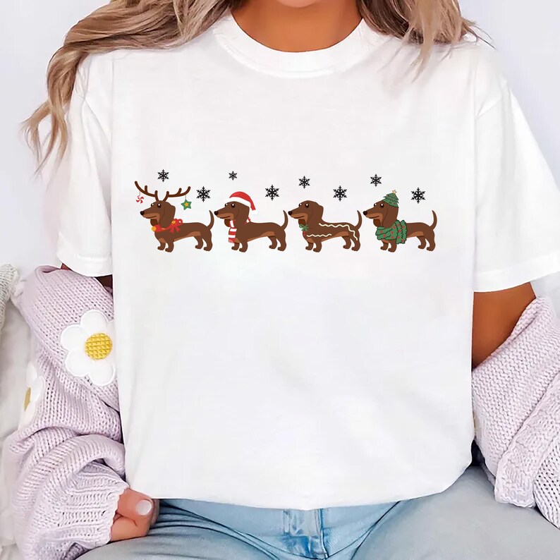 Dachshund Christmas Long Sleeve Shirt, Wiener Dog Holiday Shirt, Cute ...