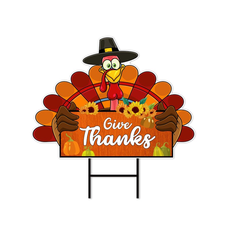 Thanksgiving Turkey Yard Sign 24" X 18" - Coroplast Gobble Sign Give ...