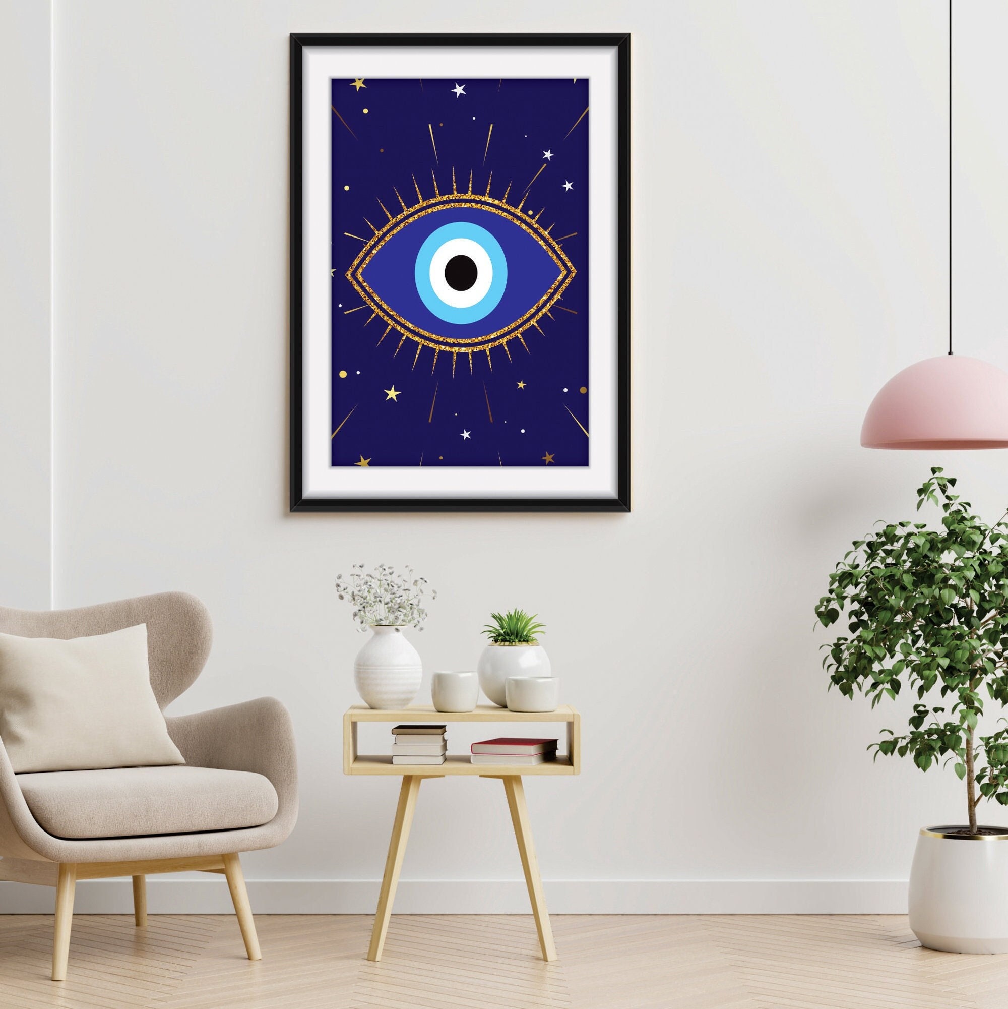 Evil Eye Wall Art, Greek Evil Eye Black Framed Wall Art, Nazar Amulet ...