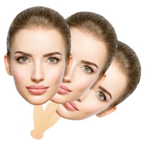 Custom Big Large Face Fans With Wooden Handle, Wedding Heads ...