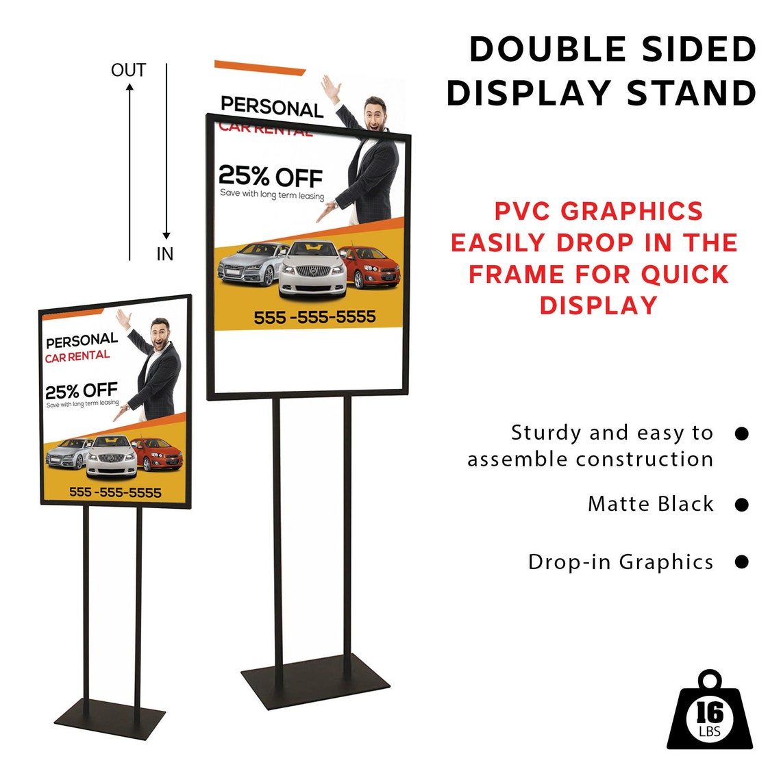 Custom Poster With Stand 22” X 28” - Double Sided Poster Sign Slide-in ...