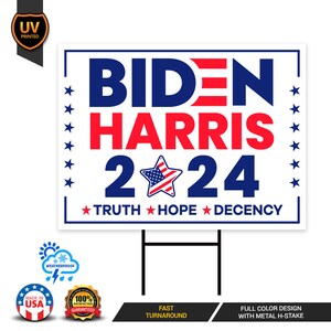 Biden Harris 2024 Yard Sign Coroplast Joe Biden for President 2024 Lawn ...