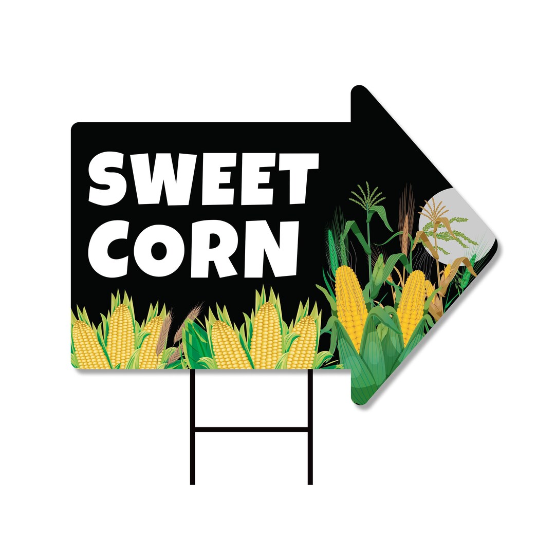 Sweet Corn Arrow Yard Signs 18" X 24", Double Sided Right and Left ...