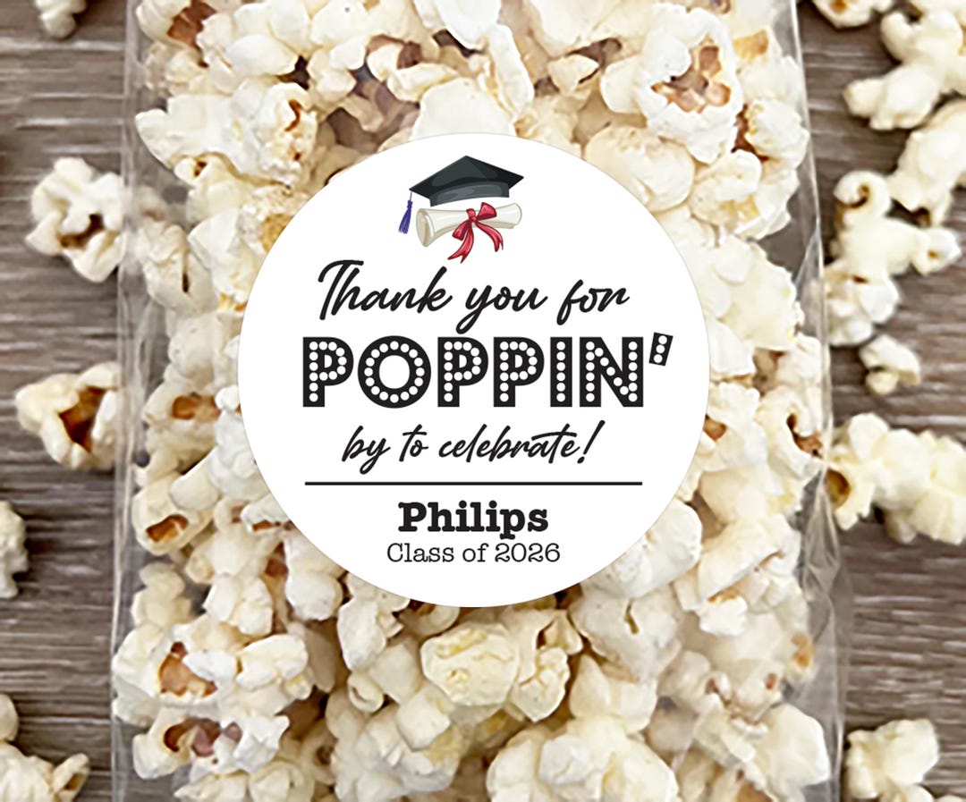 Thank You for Popping by Vinyl Labels, Graduation 2026 Favor Stickers ...