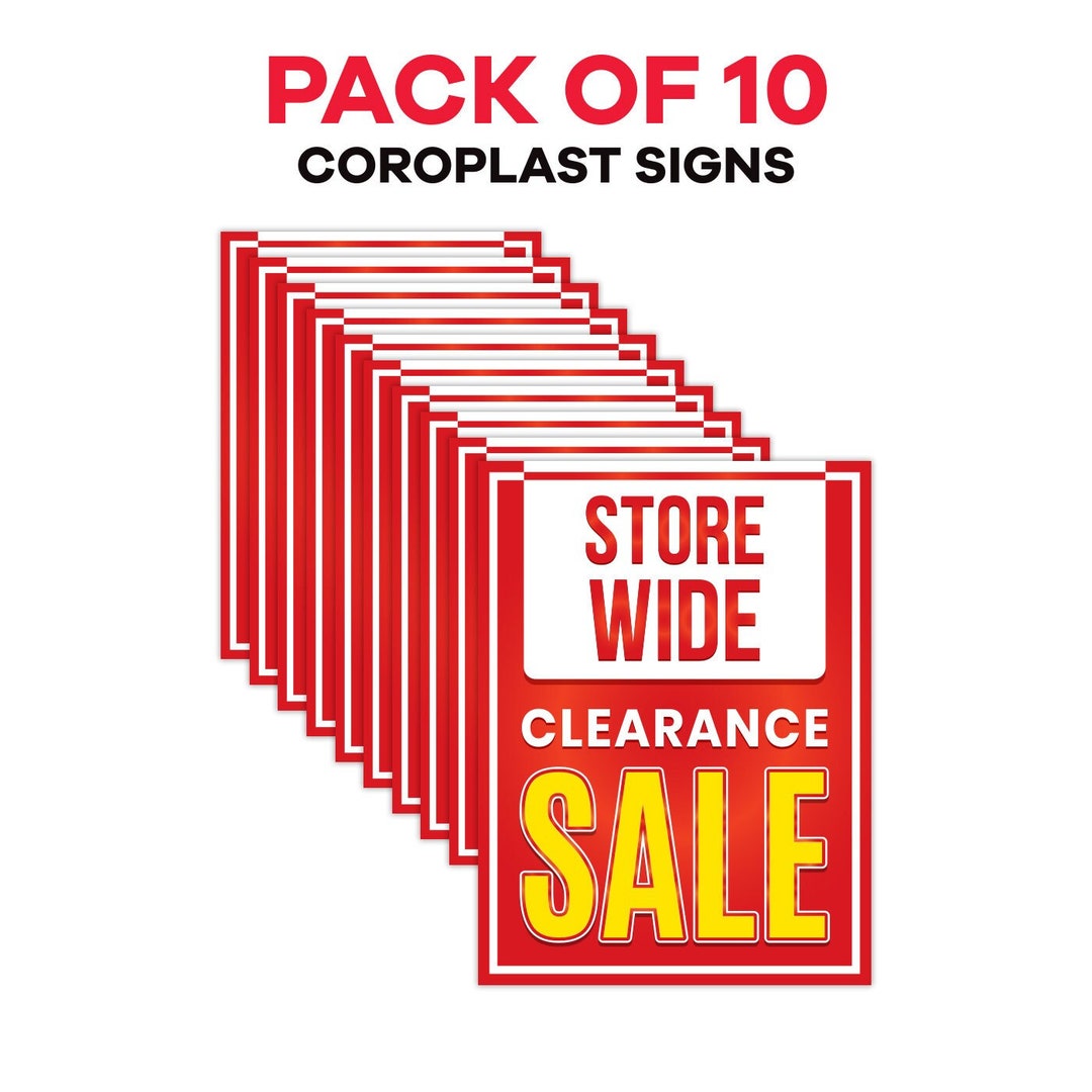 Store Wide Sale Signs , 18"x24" Corrugated Plastic Retail Display, UV ...