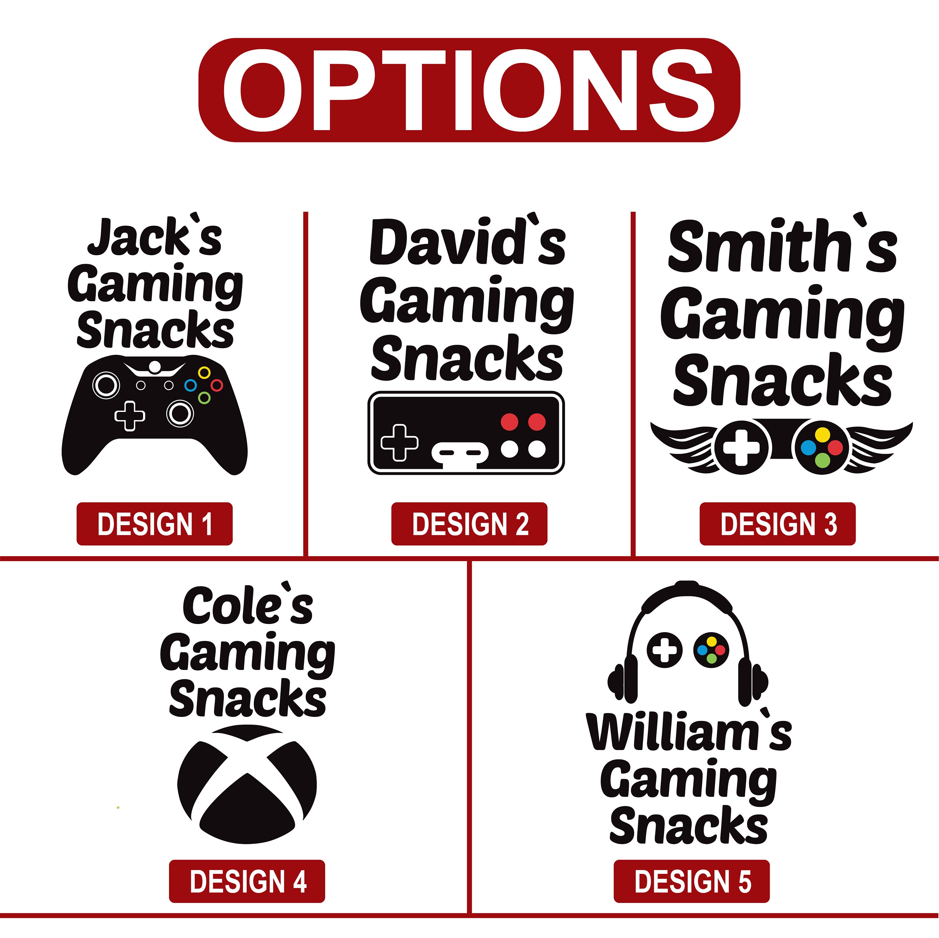 Custom Gaming Snacks Jar Sticker - Personalized Gaming Lover Vinyl ...