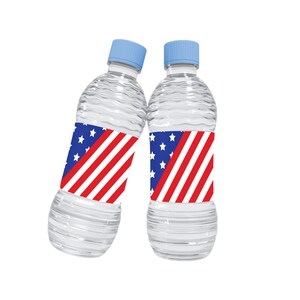 25 Pcs USA Flag Water Bottle Labels, American Flag Water Bottle Wraps ...