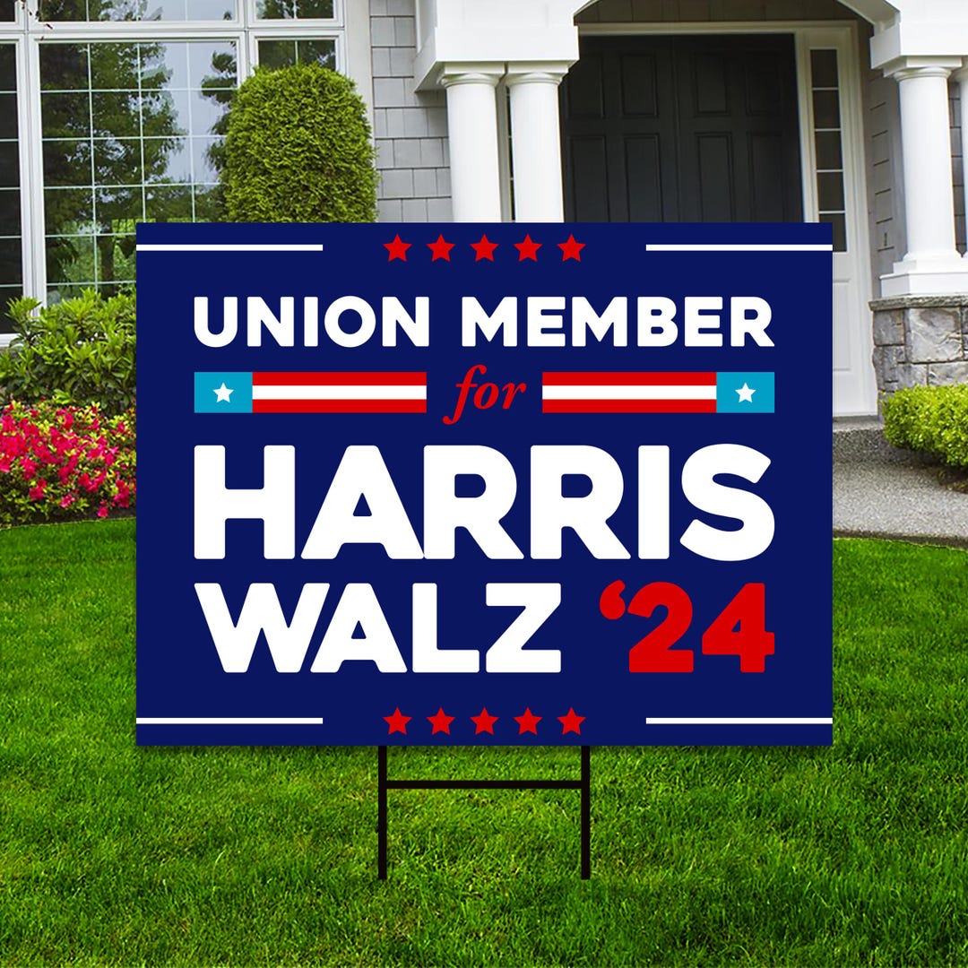 Panneau de jardin des membres du syndicat Harris Walz Coroplast We Choose Freedom, panneau de ...