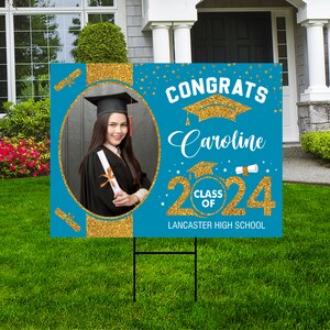 Personalized Graduation Yard Sign 2024 With Photo, 2024 Senior Grad ...
