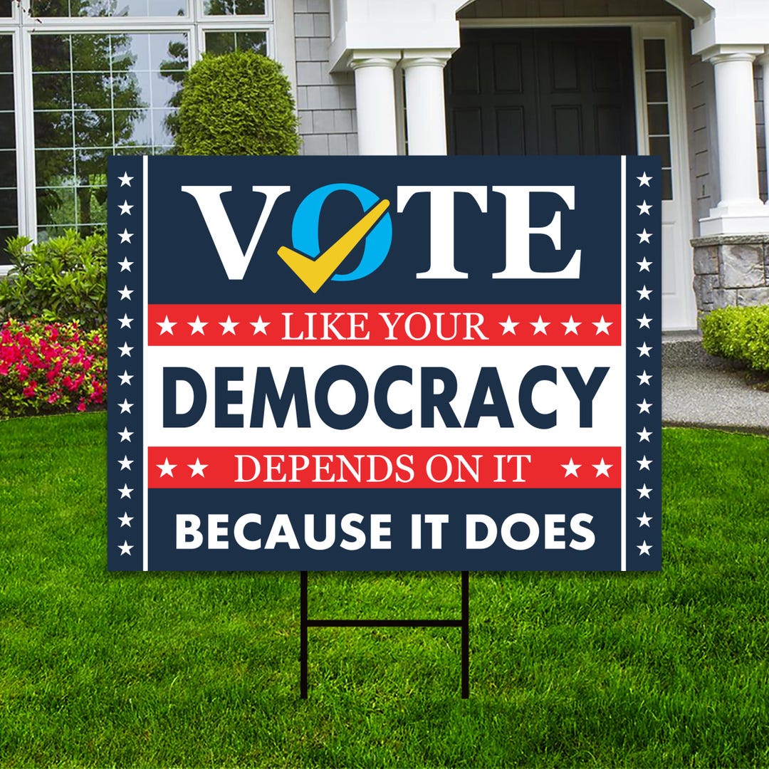 Vote Blue Save Democracy Yard Sign Coroplast Vote Democrat Lawn Sign ...