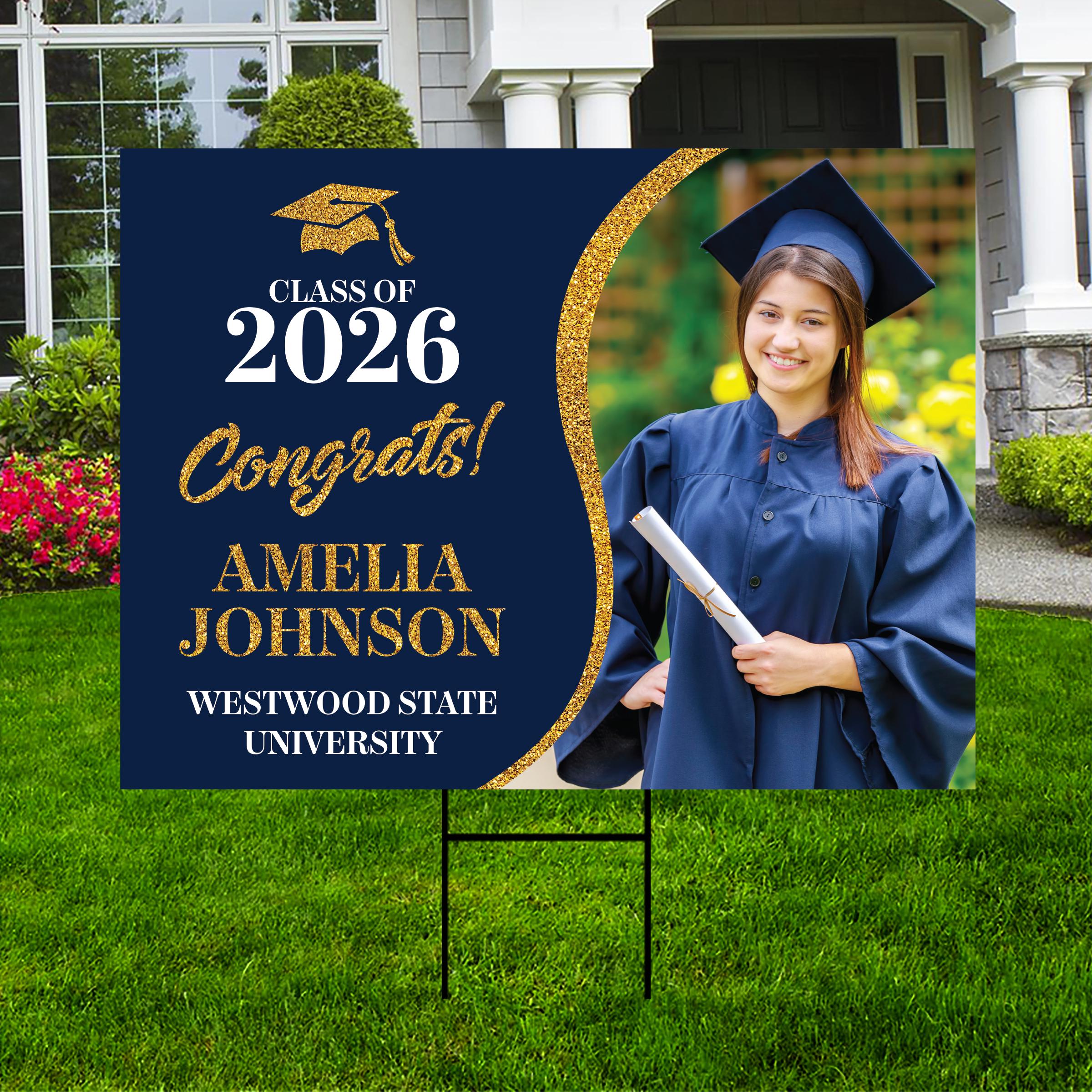 Personalized Graduation Yard Sign 2026 With Photo, Graduate Picture ...