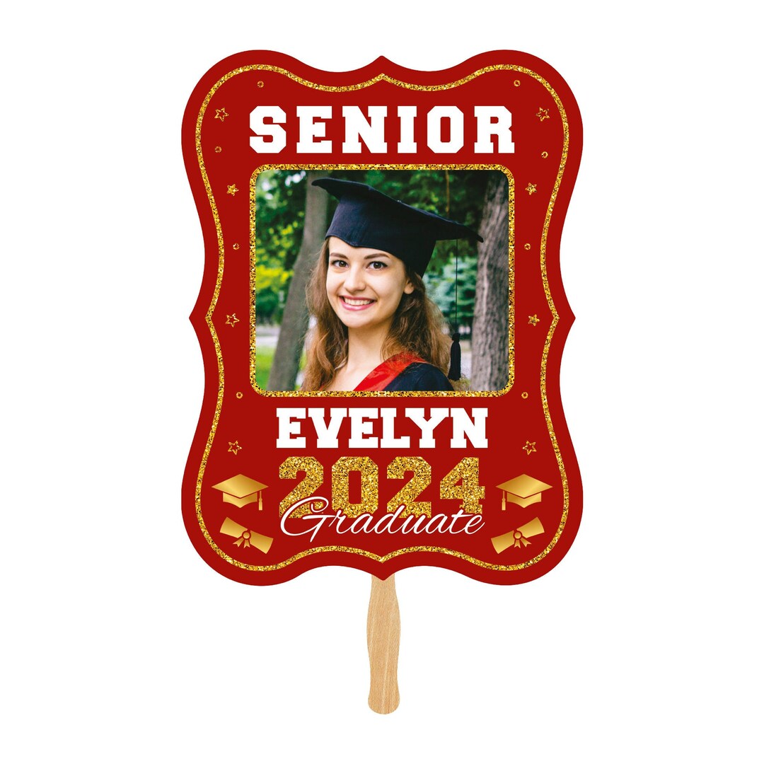 Custom Face Fans With Wooden Handle, Graduation Head, Grad Face Fans ...