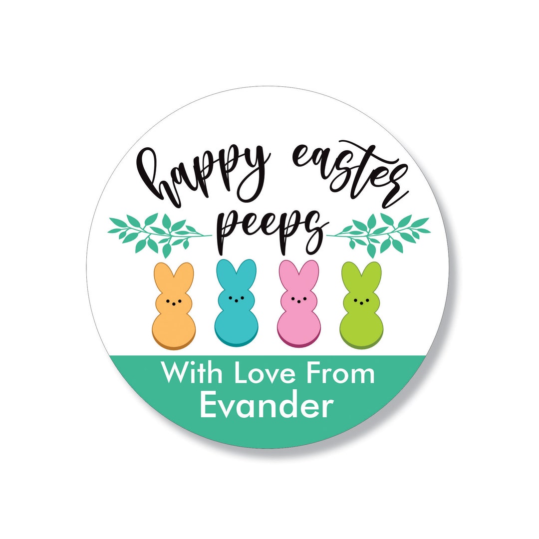 Personalized Happy Easter Stickers, Custom Easter Peeps Stickers, Bunny ...