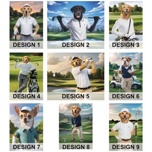 Personalized Golfer Dog Portrait, Custom Pet Wall Art, Funny Golf Gifts ...