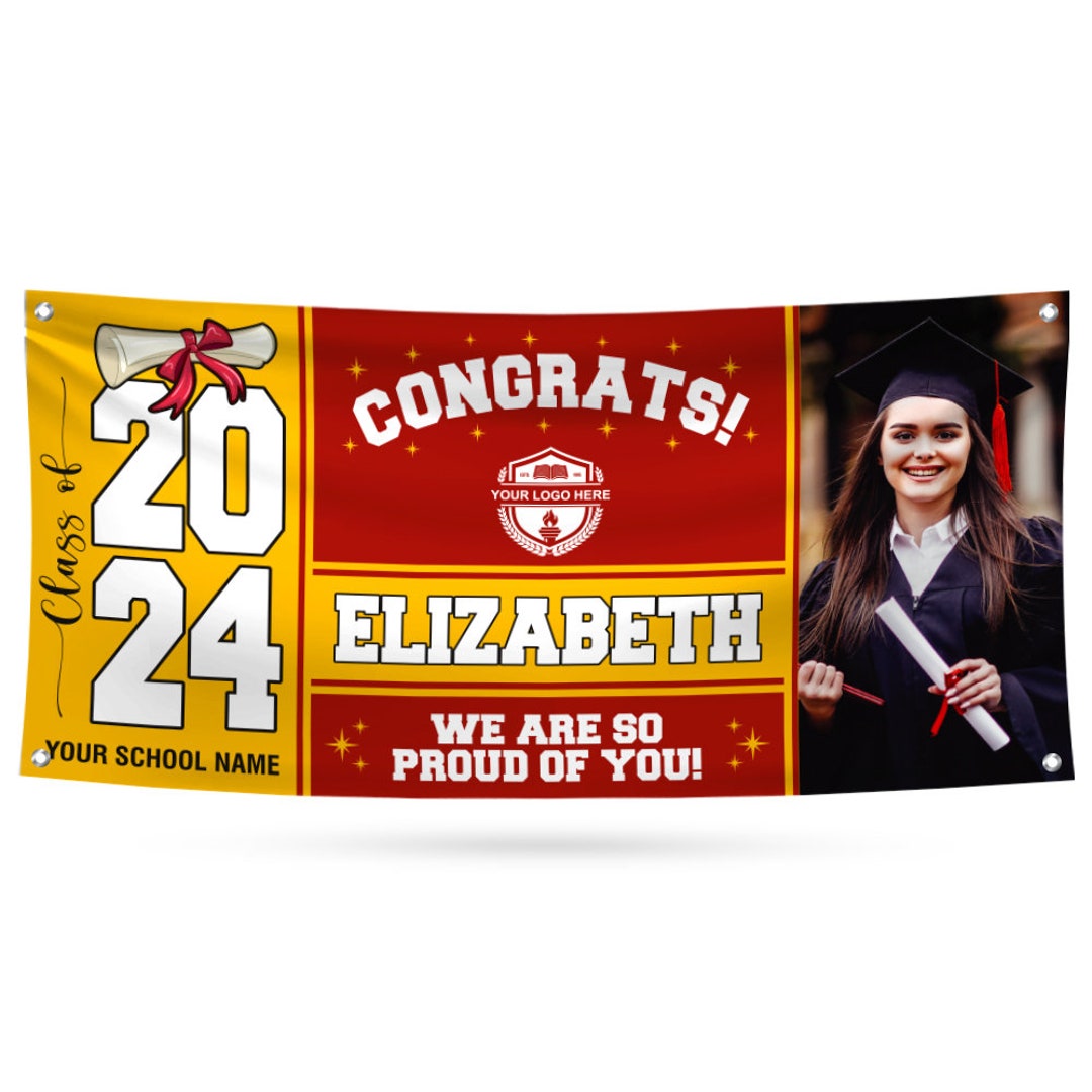 Personalized Graduation Banner 2024 With Photo, High School, College ...