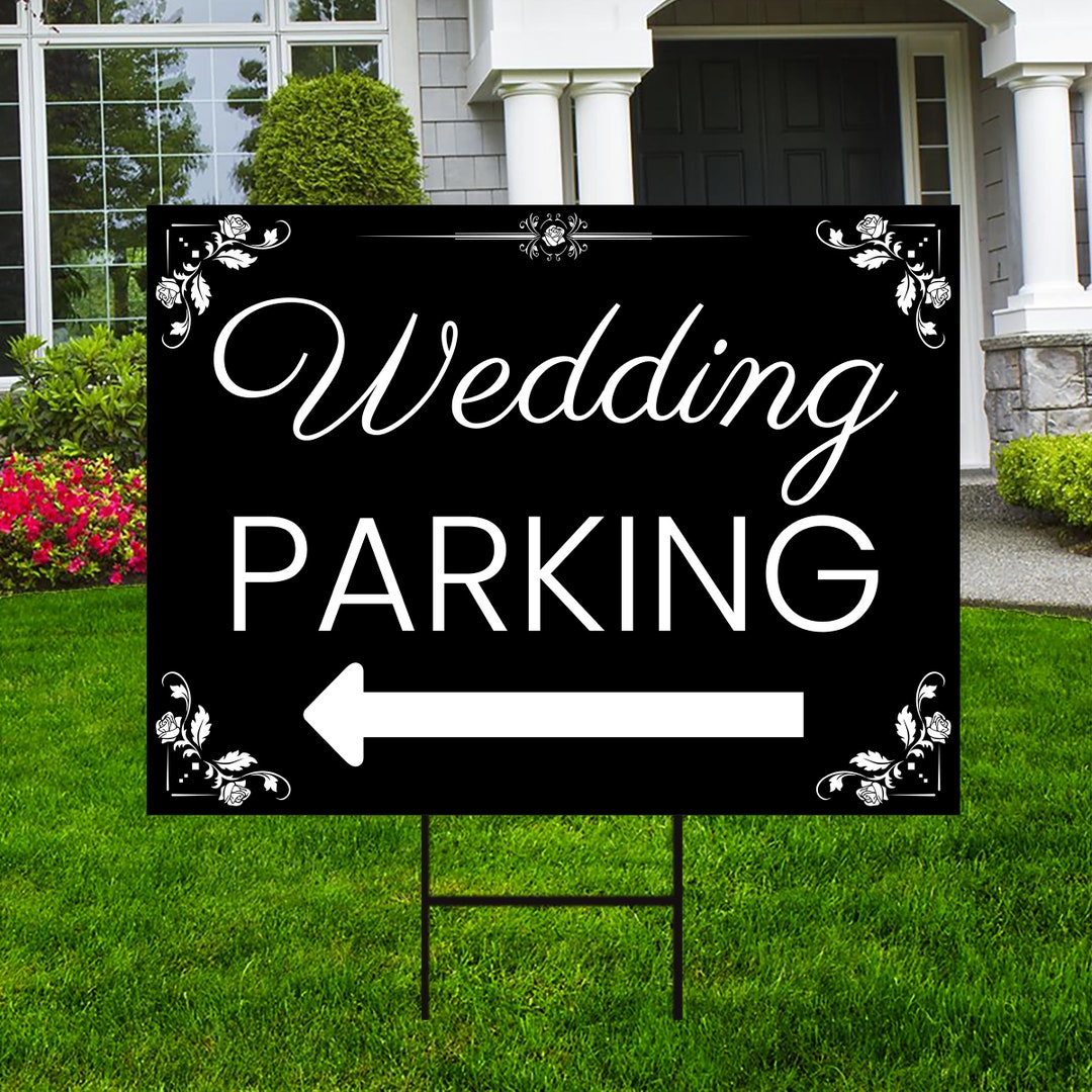 Wedding Parking Arrow Yard Sign - Coroplast Bridal Shower Arrow ...