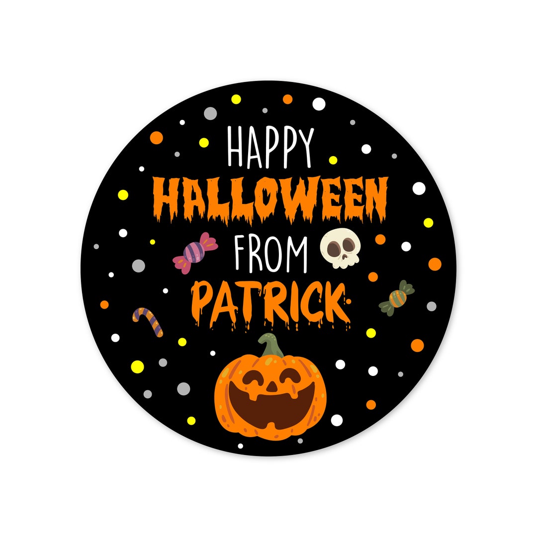 Personalized Happy Halloween Stickers, Pumpkin Custom Halloween ...