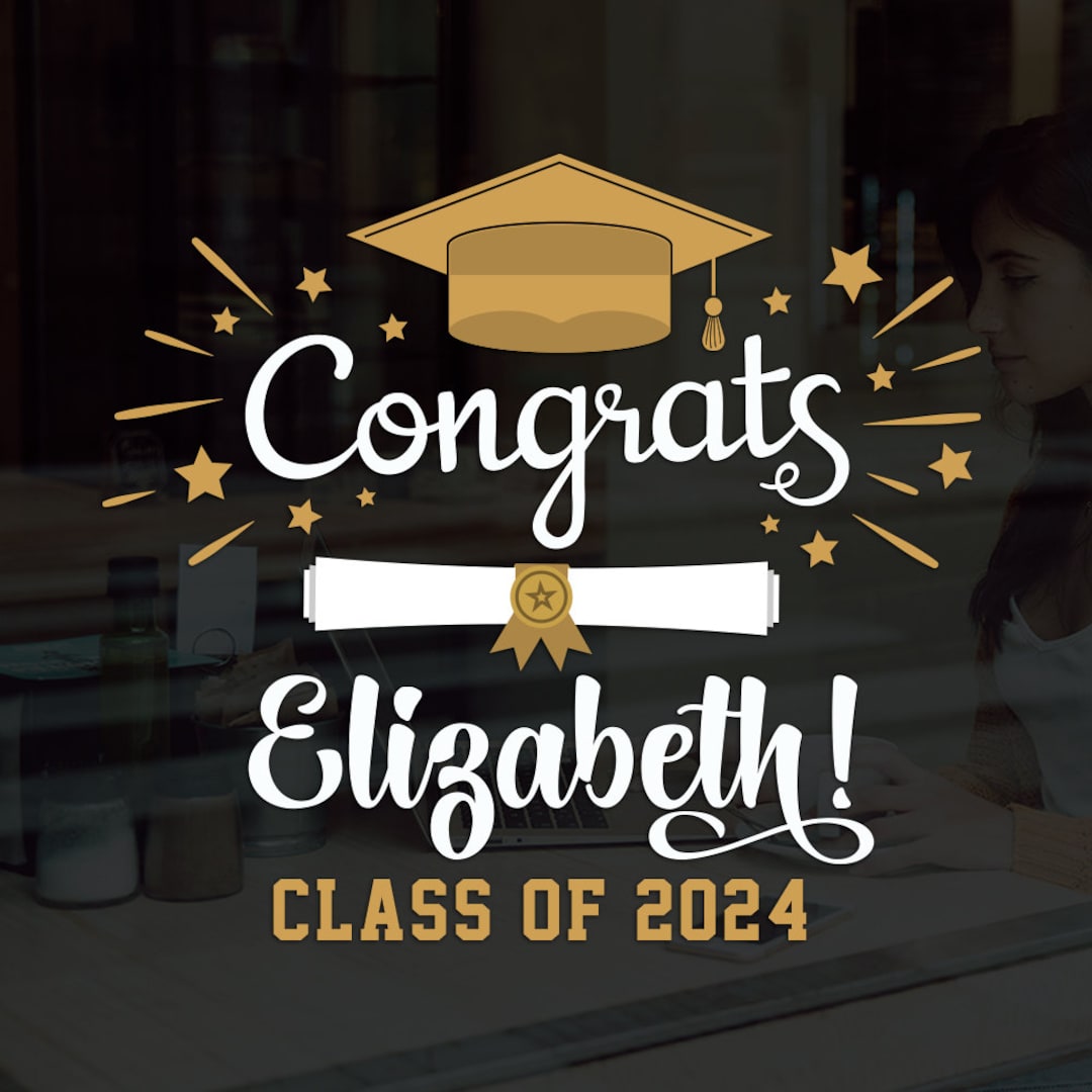 Graduation Static Window Cling Vinyl Sticker Personalized Window Decal ...