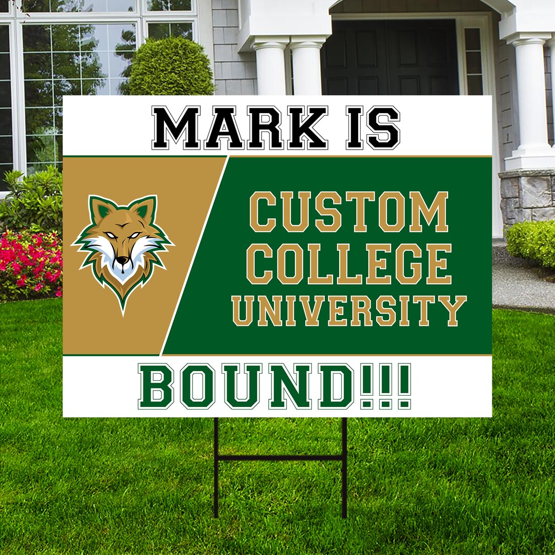 Personalized College Bound Yard Sign, College Logo Sign, Custom ...