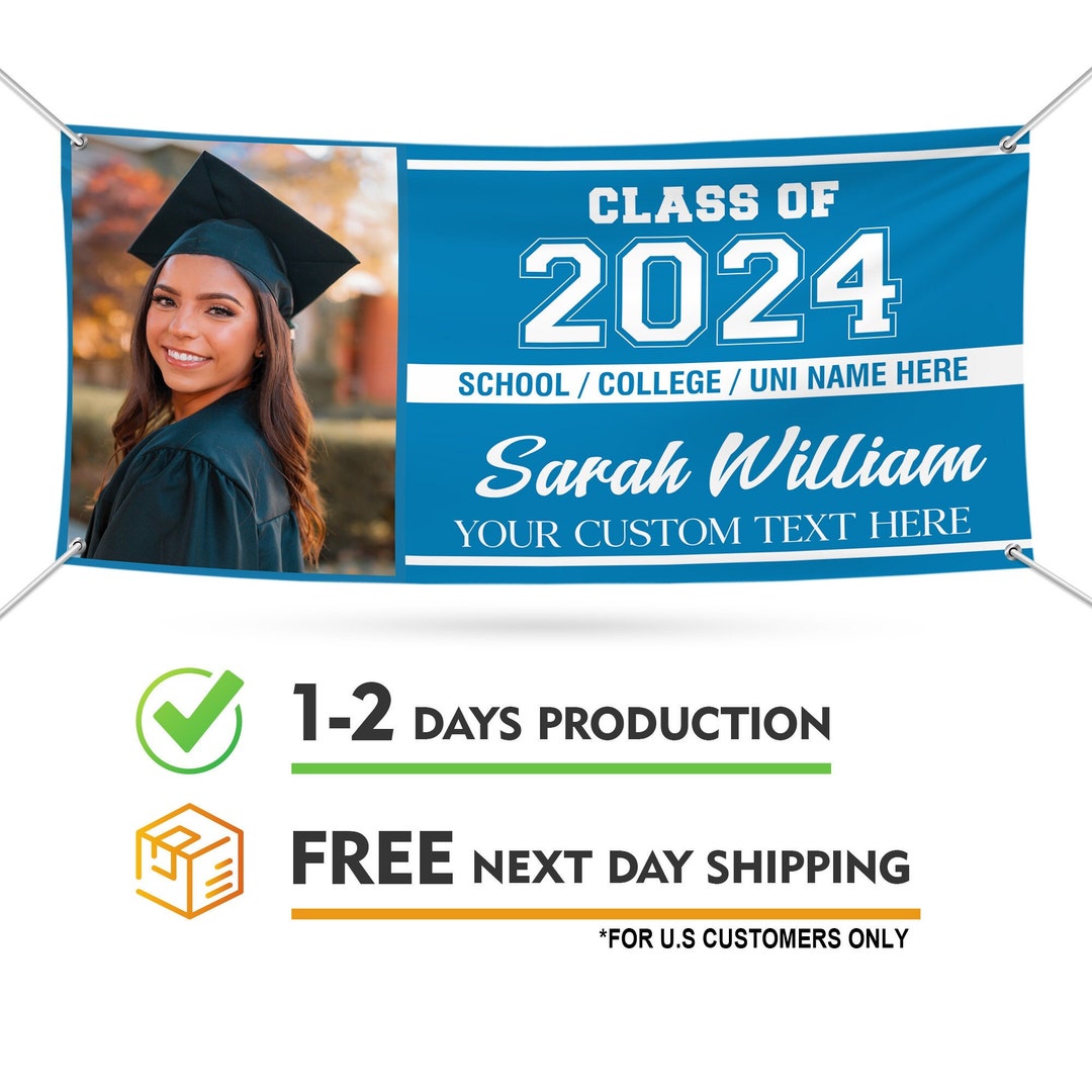 Graduation 2024 Personalized Banner Sign With Photo 13 Oz Heavy Duty ...
