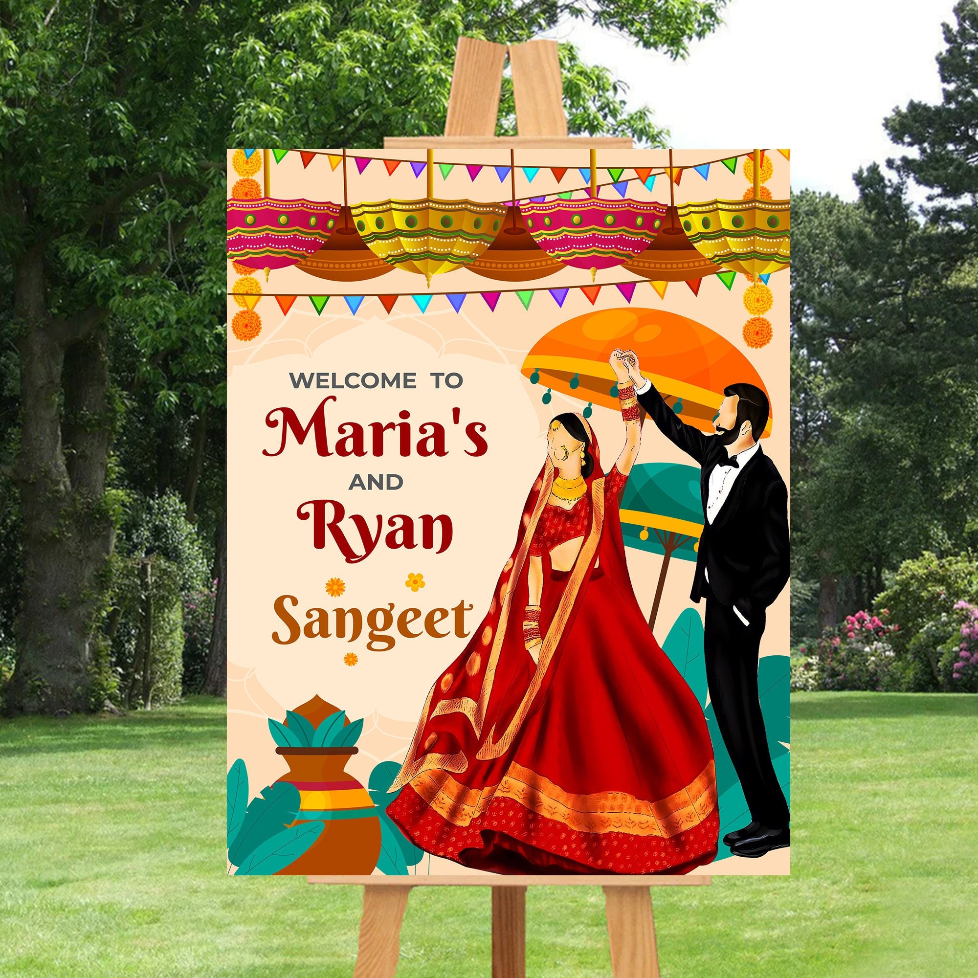 Custom Sangeet Foam Board Poster Sign Indian Wedding Decor Custom ...