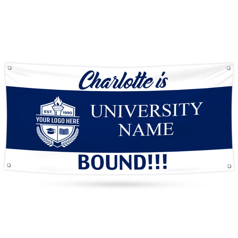 Personalized College Bound Banner Sign - 13 Oz College Logo Sign ...