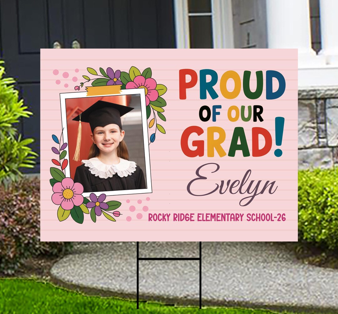 Personalized Kid Elementary Graduation 2026 Yard Sign With Photo ...