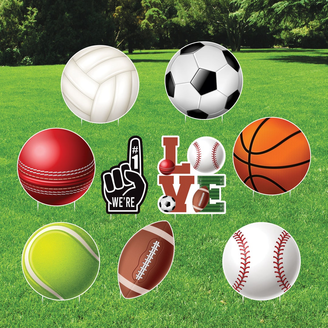 Sports Party Yard Sign Cutouts - Sports Outdoor Decorations, Basketball ...