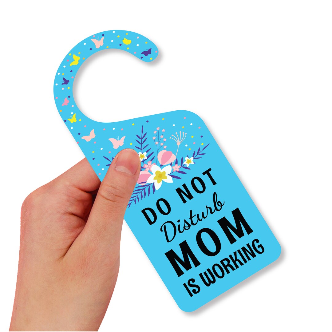 Mom is Working Door Hanger, Work Status Doorknob Sign, PVC Door Knob ...