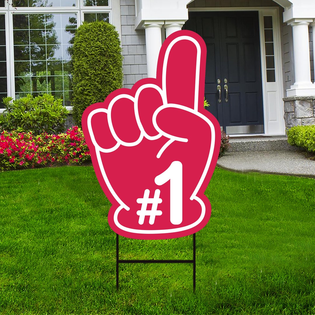 Sports Fan Finger Yard Sign 12 X 18, Custom Name, Number, Logo Colors ...