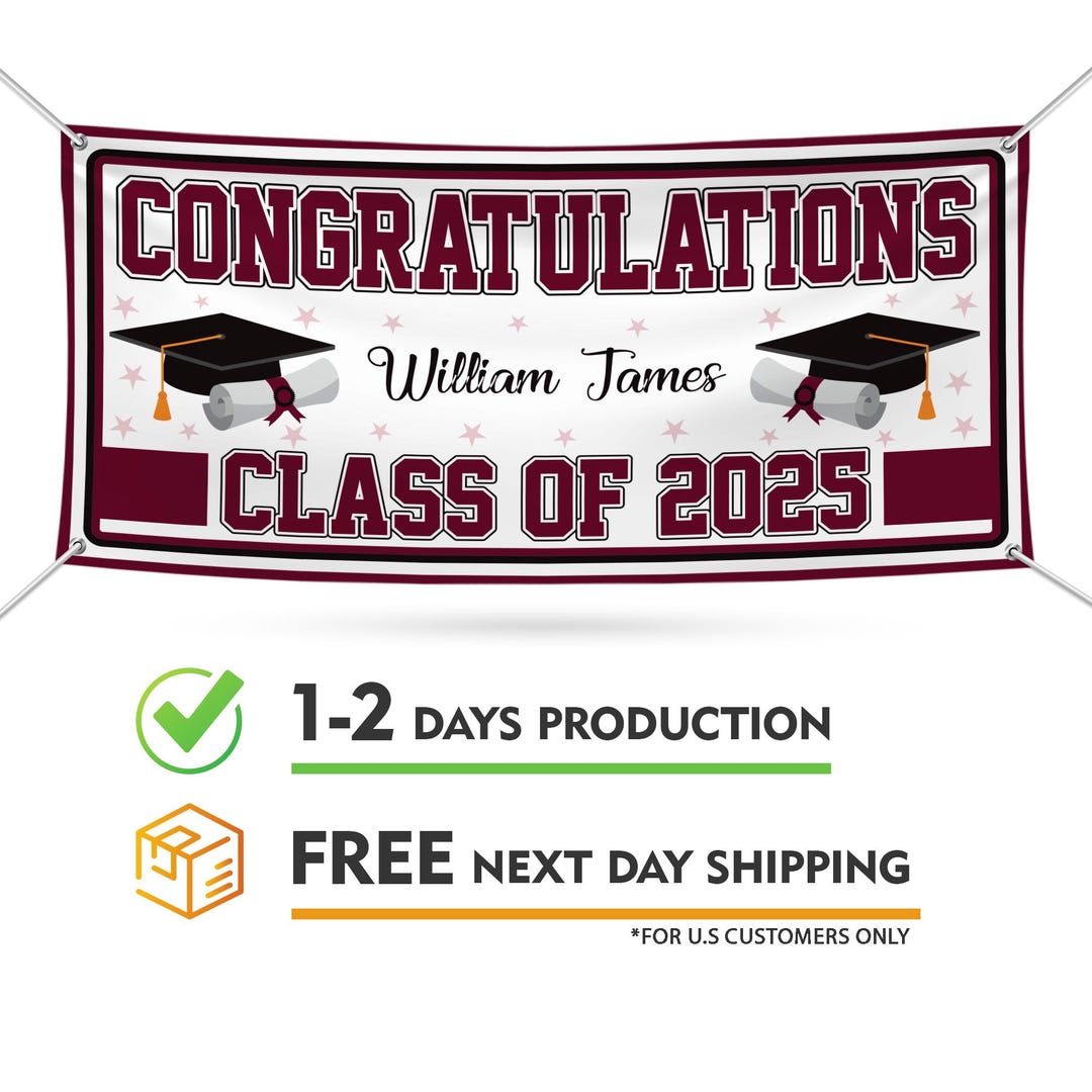 Graduation 2025 Personalized Banner Sign 13 Oz Heavy Duty Waterproof ...